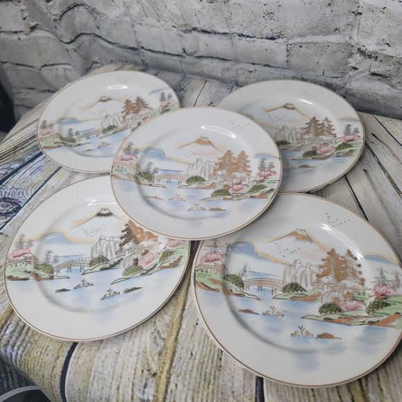 kutami | Dining | 5 Kutani China Hand Painted Made In Japan Waterwheel ...